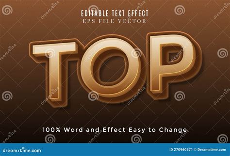 Top Text Brown Background 3d Style Editable Text Effect Stock Vector
