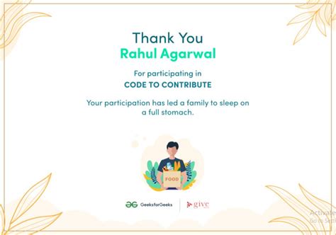 Rahul Agarwal On Linkedin Thanks To Geeksforgeeks And Giveindia For