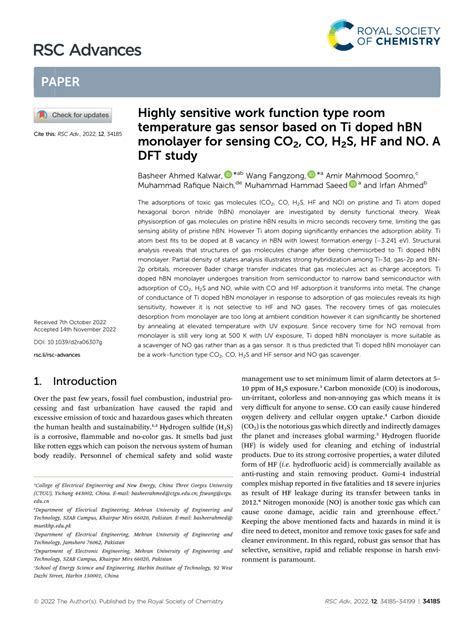 Pdf Highly Sensitive Work Function Type Room Temperature Gas Sensor