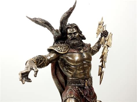 Zeus Greek God Statue With Lightning Bolt