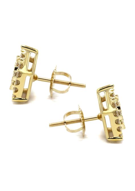 14k Yellow Gold Diamond Earrings For Men 074 Carats 334 Grams
