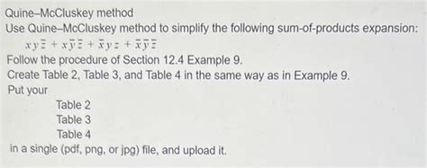 Solved Quine McCluskey Method Use Quine McCluskey Method To Chegg