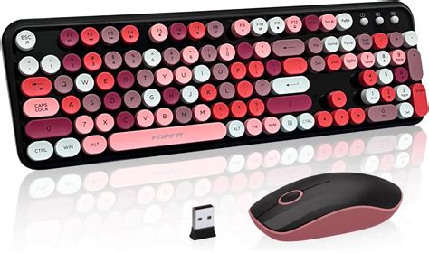 Keyboard And Mouse Wireless Cute Retro Wireless Keyboard Mouse Combo With Round Key 2 4ghz