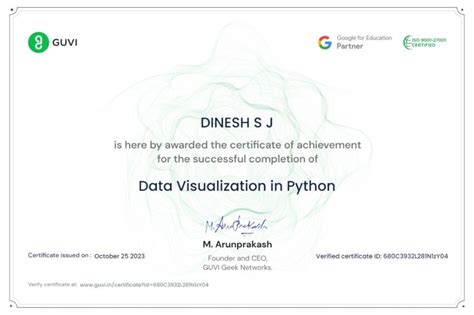 Dinesh S J On Linkedin Guvi Datavisualisationinpython Python Naanmudhalvan