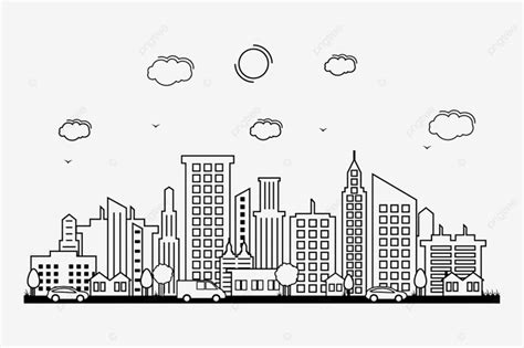 城市景觀天際線街道道路線設計插圖 都市景觀 符號 線性的向量圖案素材免費下載，png，eps和ai素材下載 Pngtree