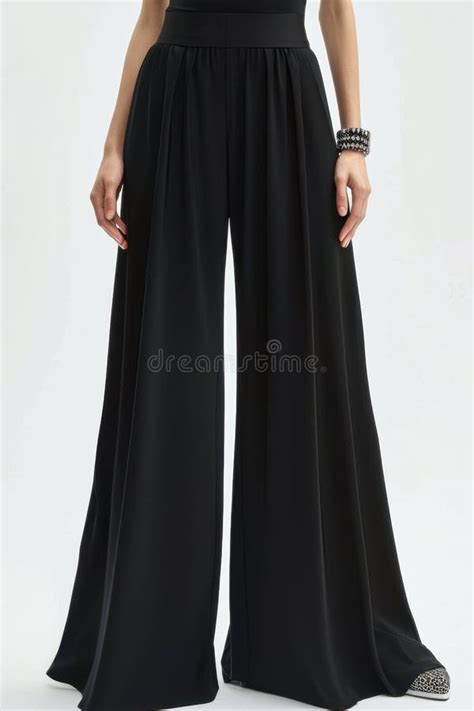 Elegant Black Palazzo Pants Fashion Style Stock Illustration