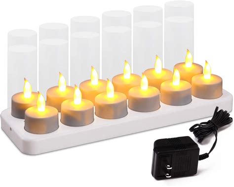 Flameless Candles Rechargeable Led Flickering Tea Lights Frosted Cups Comes With