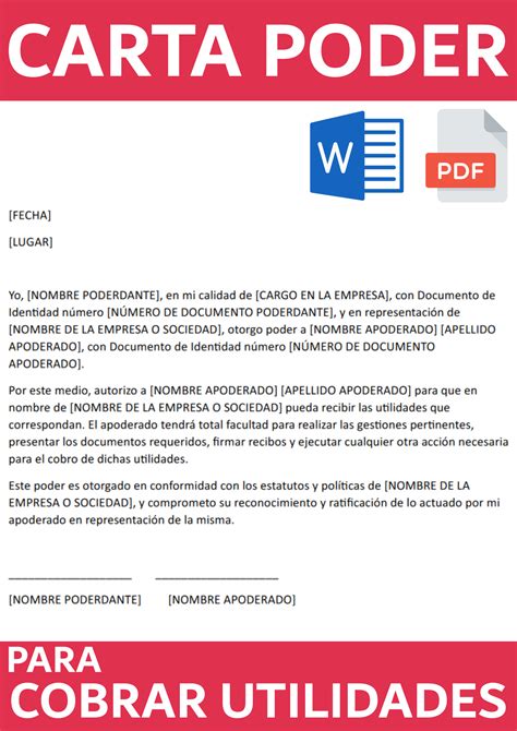 Carta Poder Para Cobrar Ejemplos Y Modelos Para Descargar
