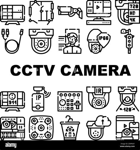 Cctv Camera Security Collection Icons Set Vector Stock Vector Image And Art Alamy