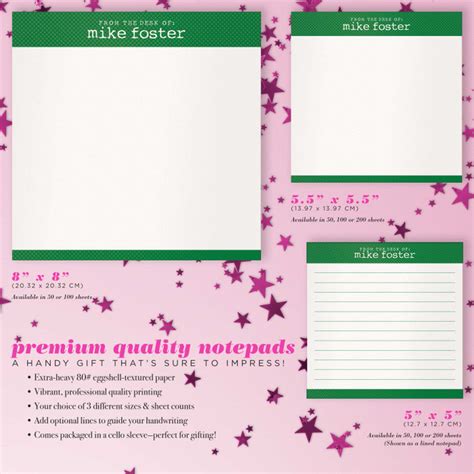 Square From The Desk Of Notepads Custom Stationery