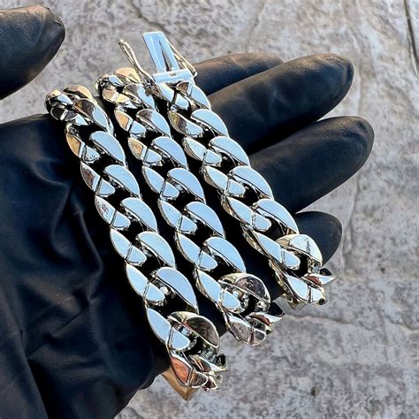 Mens Cuban Link Hip Hop Chain Iced Cz Silver Tone Bling Out Necklace