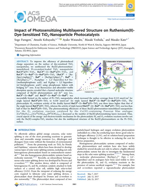 Pdf Impact Of Photosensitizing Multilayered Structure On Rutheniumii Dye Sensitized Tio 2