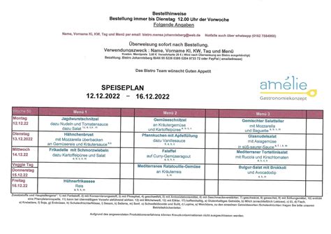 Speiseplan Für Die Woche Vom 12 12 16 12 2022 Johannisberg Schule
