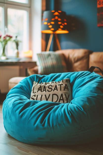 Cozy Lazy Day Bean Bag Delight Premium Ai Generated Image