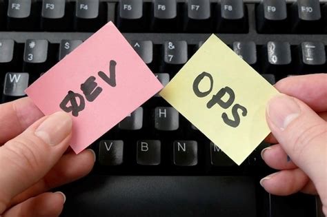 Premium Photo Devops Stickers On Keyboard Concept Software Scrum