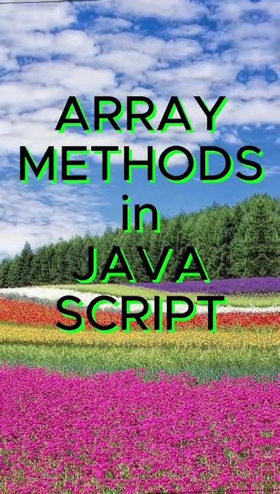 Array Methods In Javascript Youtube