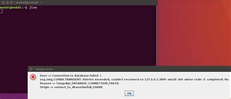 Connection To Database Failed TANGO Controls