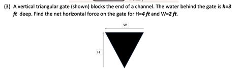 solved 3 a vertical triangular gate shown blocks the end