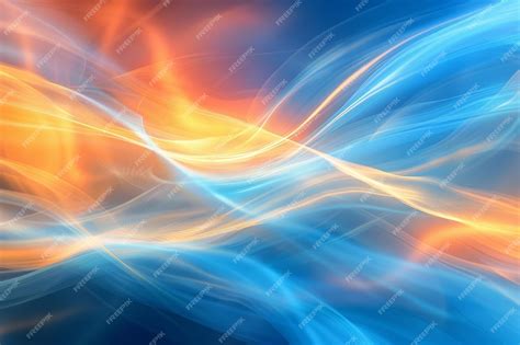 Abstract Blue And Orange Light Waves Background In Motion Premium Ai Generated Image