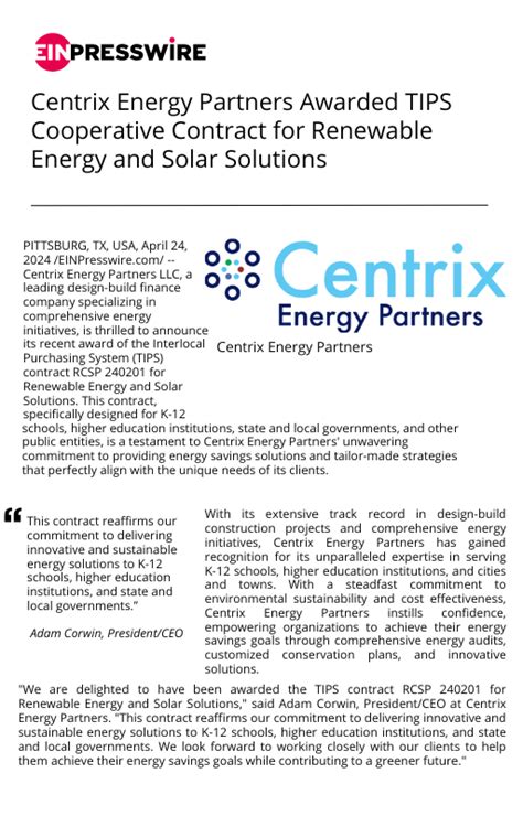 Press Release Centrix Energy Partners