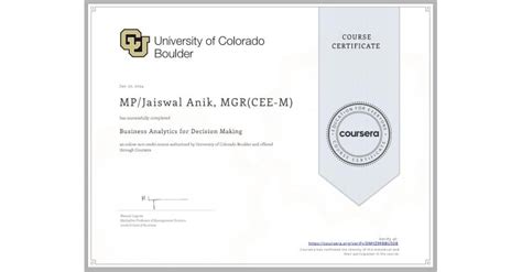 Anik Jaiswal On Linkedin Completion Certificate For Business Analytics For Decision Making