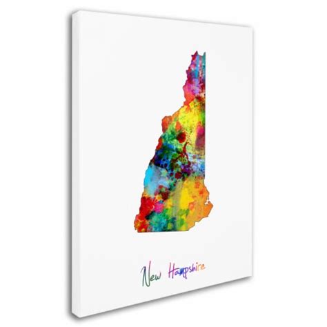 Trademark Fine Art Michael Tompsett New Hampshire Map Canvas Wall Art