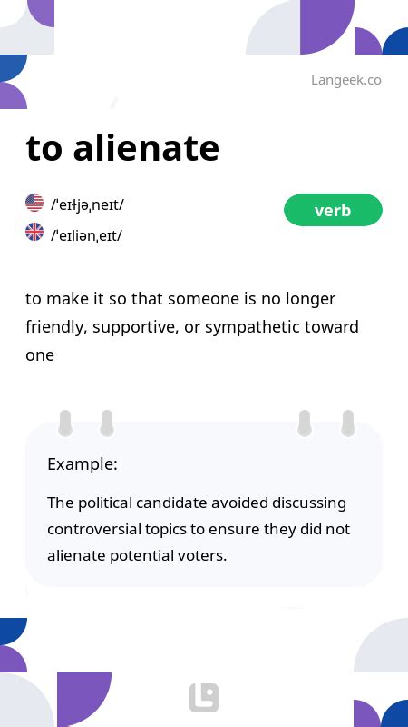 Definition And Meaning Of Alienate Picture Dictionary