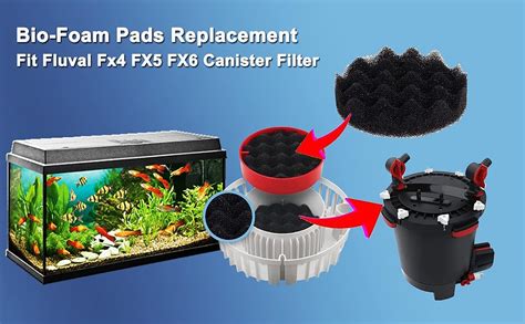 Qzbhct 6 Pcs Bio Foam Pads For Fluval Fx4 Fx5 Fx6 Canister