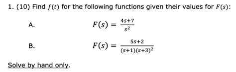 Solved 10 ﻿find Ft ﻿for The Following Functions Given