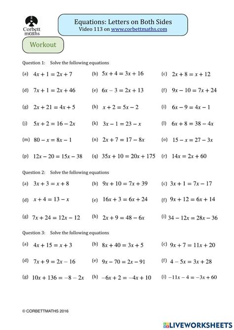 Ecuaciones 1 Online Exercise For Live Worksheets