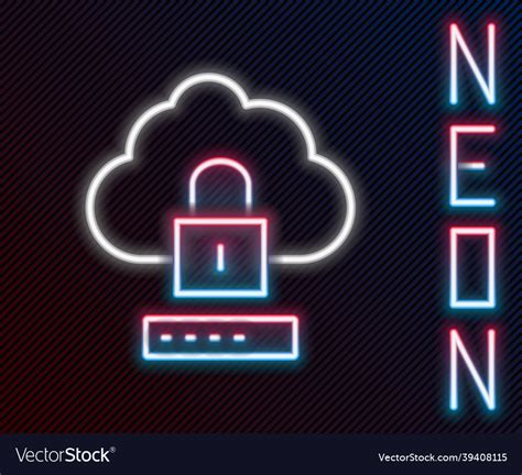 Glowing Neon Line Cloud Computing Lock Icon Vector Image
