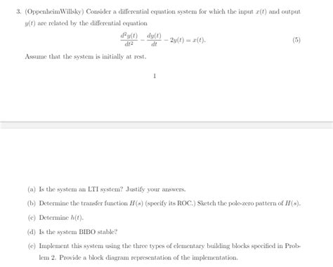 Solved Consider A Differential Equation System For Which The