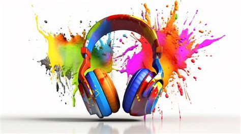 Premium Photo A Photo Of Headphone Covered In Bold Rainbow Ai Generative