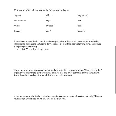 Hw7 Morphophonemic Analysis And Rule Ordering In