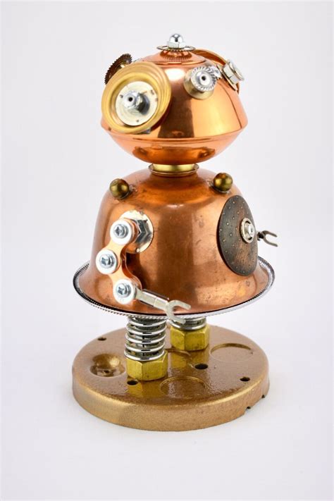 Copper Assemblage Art Robot Created With Reclaimed Copper Etsy