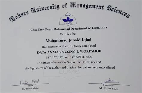 Just Completed The Introduction To Data Analysis Using R Workshop Organized By The Economics