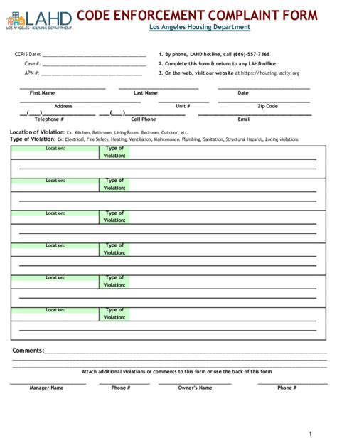 Fillable Online Codeenforcement Complaint Form Bulletin