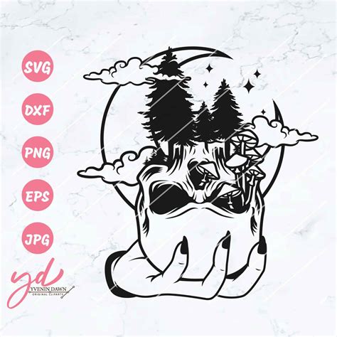Celestial Frog Svg Moon Phases Svg Mystical Mushroom Frog Svg Halloween
