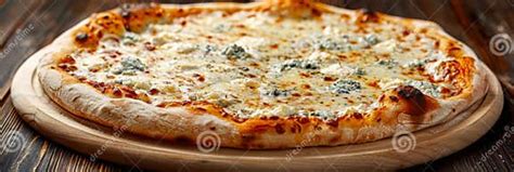 Four Cheeses Pizza With Blue Mold Cheese Goat Cheese Mozzarella And