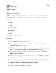 PHY111 Lab 6 Docx 1 Rylee Ross PHY111 Section 33290 Lab 6 November 18 2018 Ross Lab Title