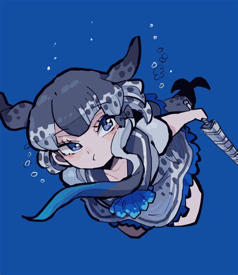 Safebooru 1girl Blowhole Blue Eyes Blue Neckerchief Blush Bubble