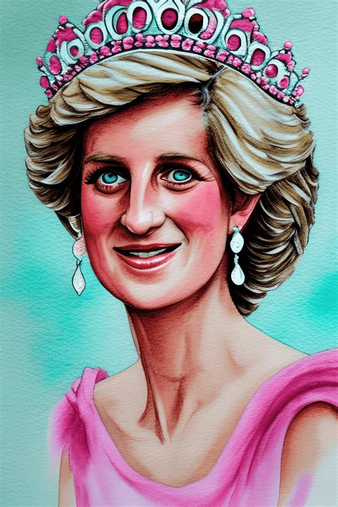 Pink Shabby Chic Portrait Of Princess Diana With Crown · Creative Fabrica