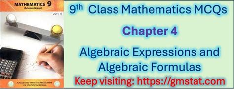 Mcqs Algebraic Expressions And Algebraic Formulas Gm Statistics