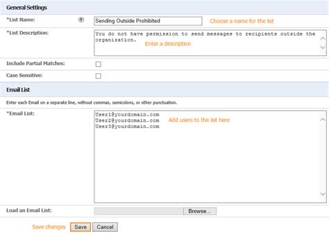 how to restrict users from sending messages outside your organization