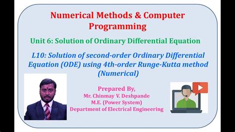 l11 solution of second order ordinary differential equation ode using 4th order runge kutta