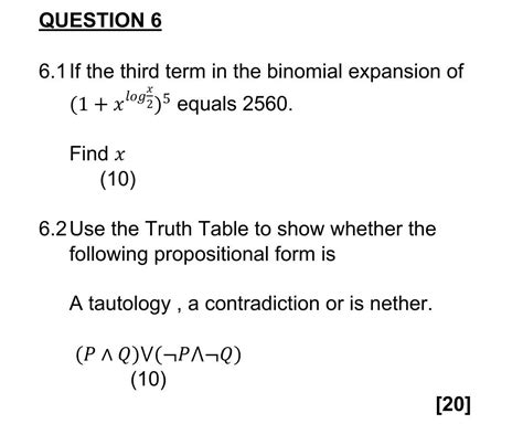 Solved Question 6 61 If The Third Term In The Binomial