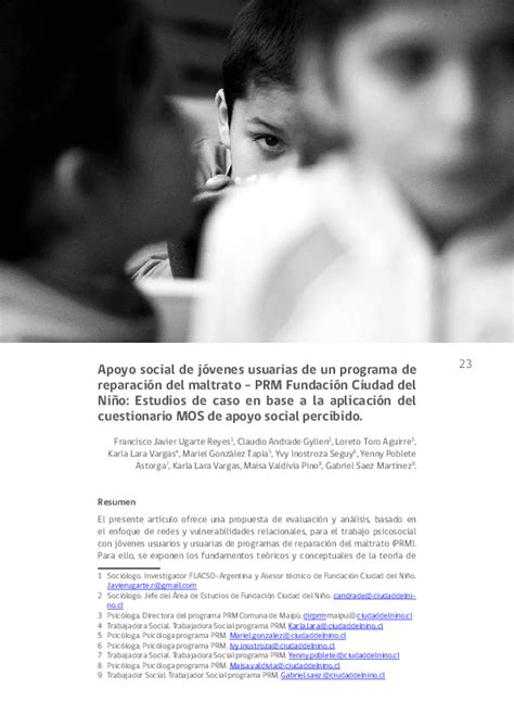 Pdf Apoyo Social De Jóvenes Usuarias De Un Programa De Reparación Del