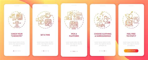 Video Dating Tips Onboarding Mobile App Page Screen With Concepts