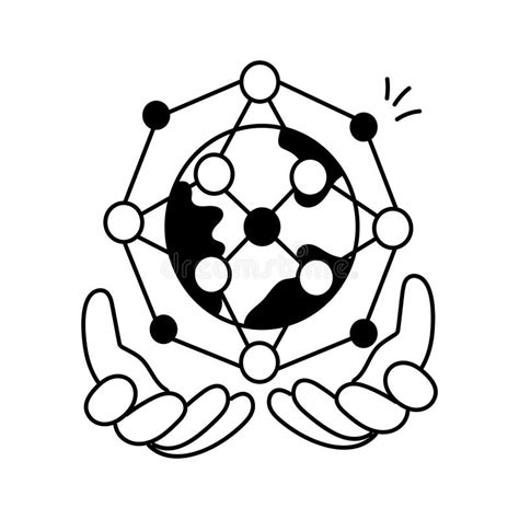 Globe Interconnected By A Network Icon Of Global Technology Stock Vector Illustration Of