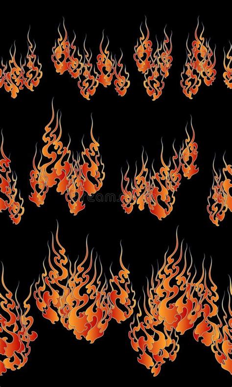 Flame Patterns Drawn Using Traditional Japanese Techniques Stock